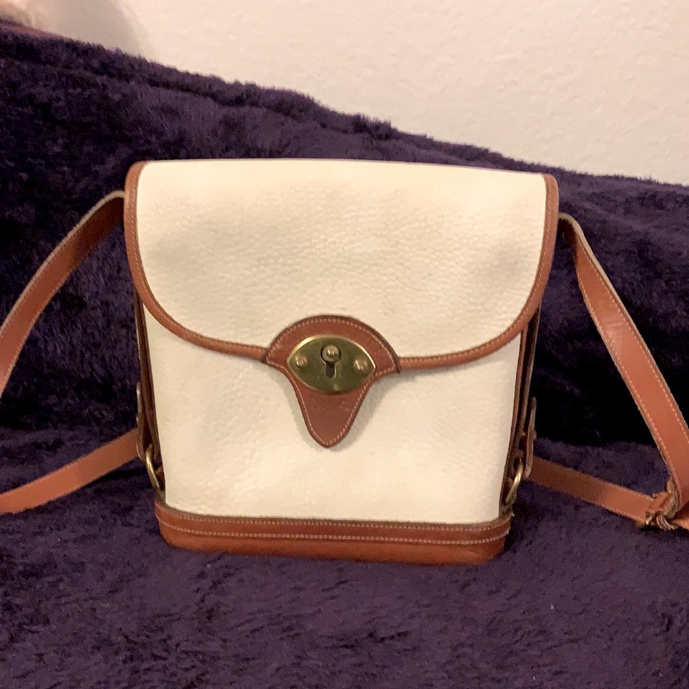 Vintage Dooney And Bourke White Camera Bag With Brown… - Gem